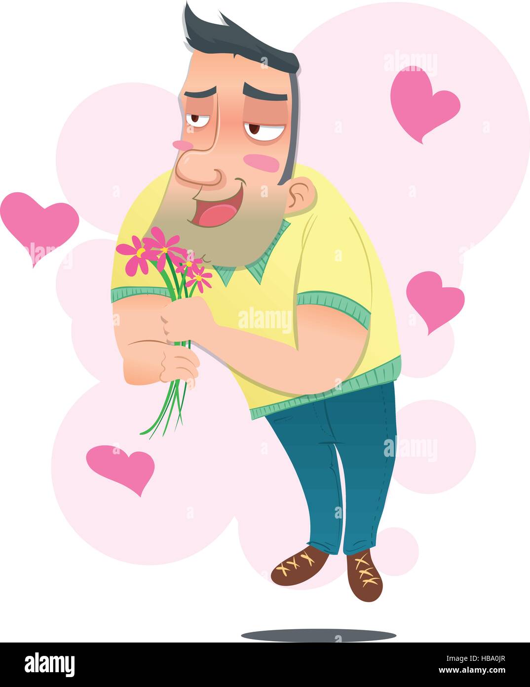 cartoon man in love holding flower Stock Vector Image & Art - Alamy