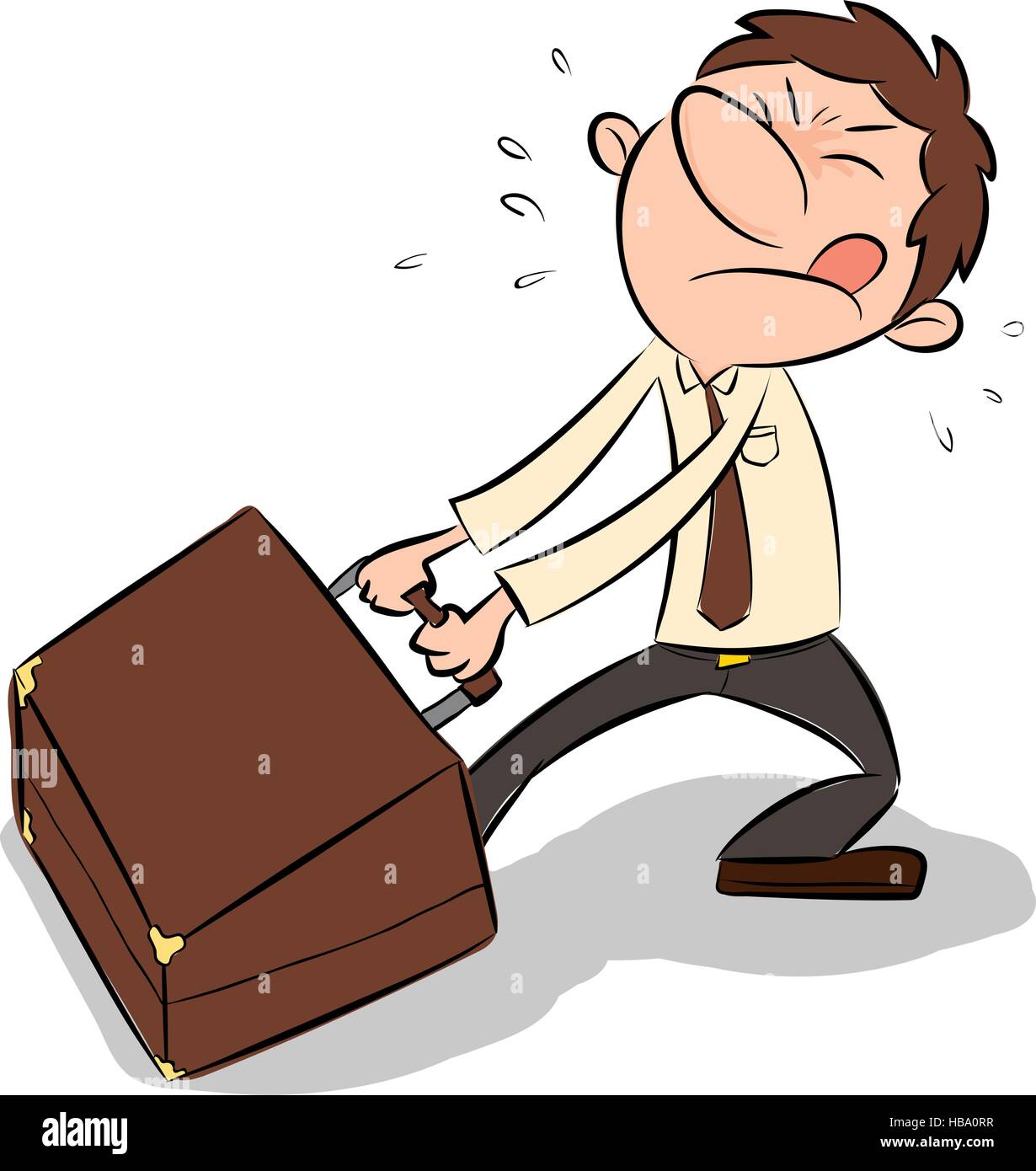 cartoon businessman dragging big briefcase Stock Vector Image & Art - Alamy