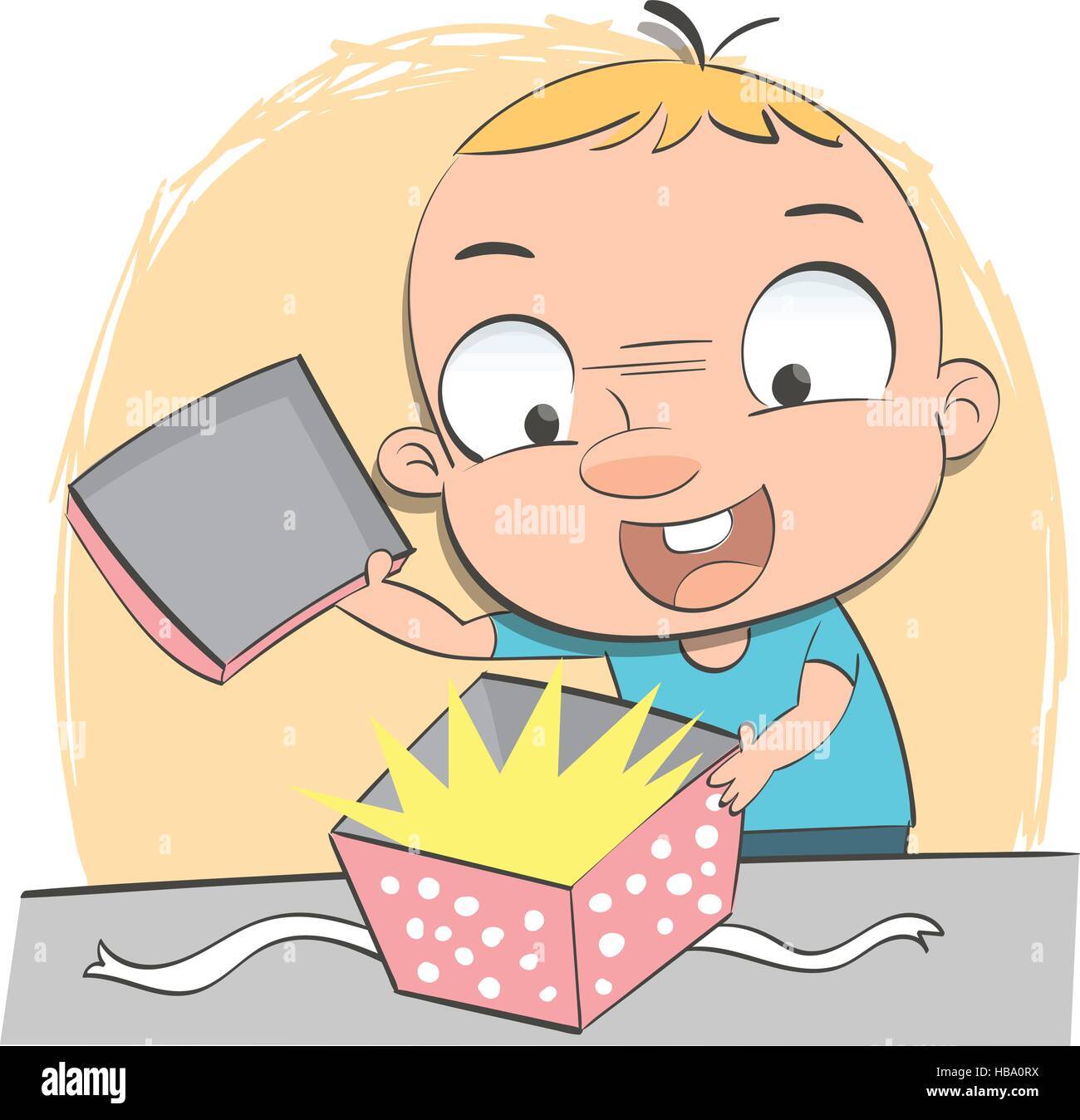cartoon boy opening gift box Stock Vector Image & Art - Alamy