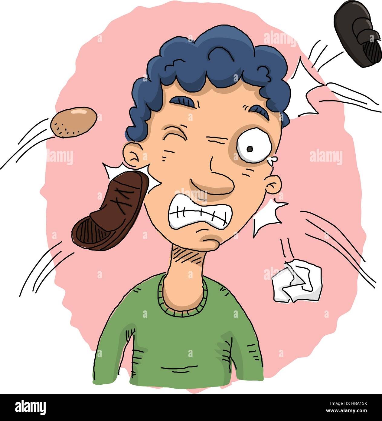 cartoon man with shoe being thrown at him Stock Vector Image & Art - Alamy