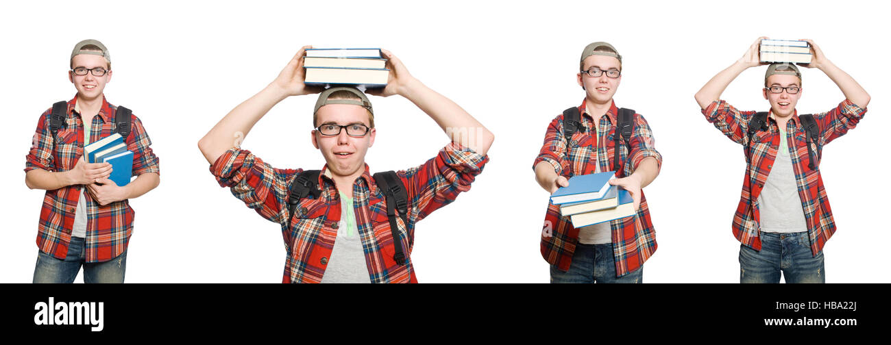 Composite photo of student with books Stock Photo - Alamy