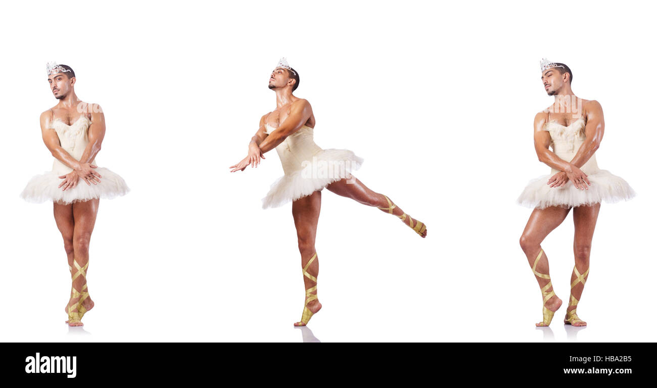 Man in ballet tutu isolated on white Stock Photo - Alamy