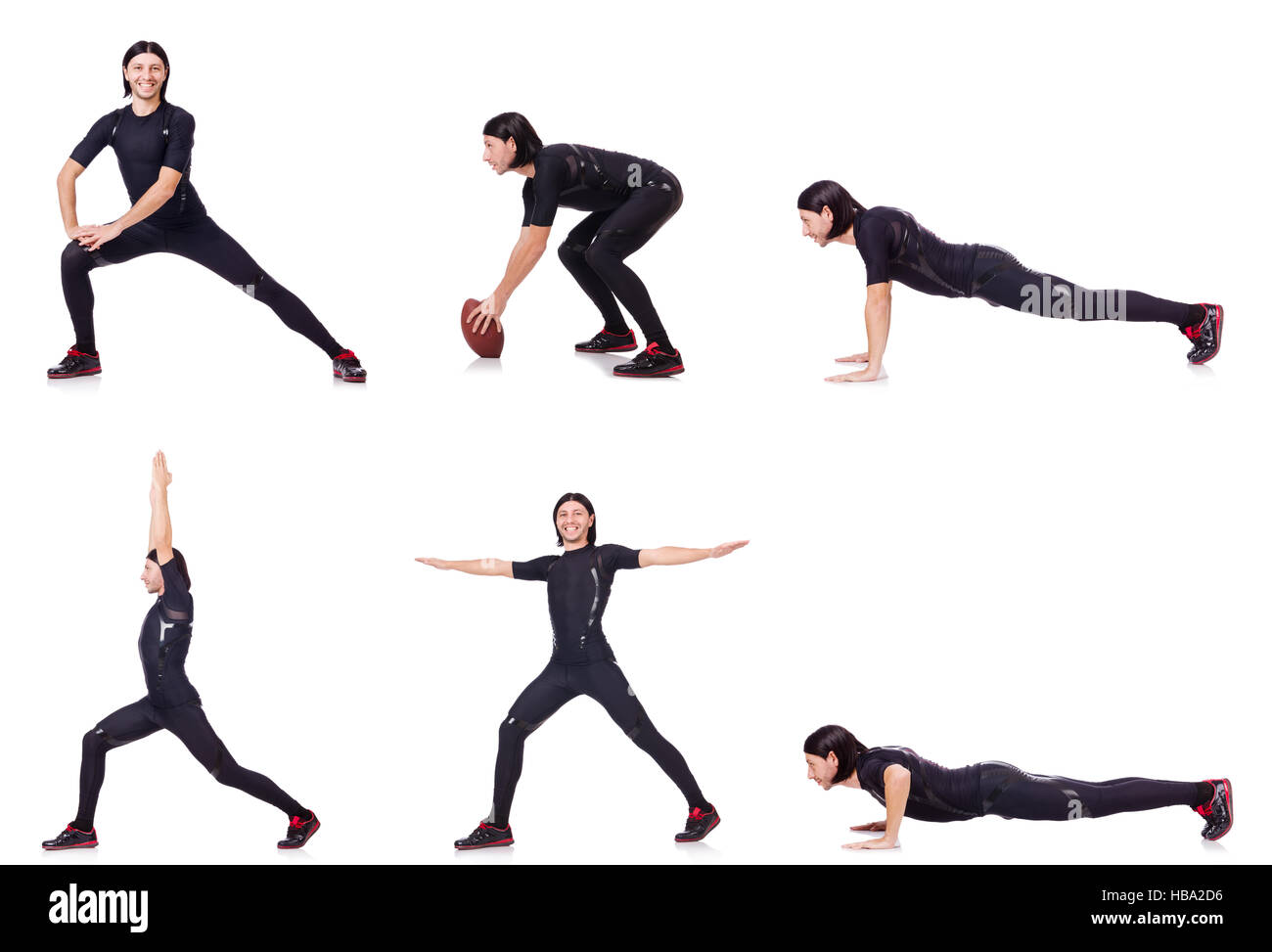 Young man doing exercises on white Stock Photo - Alamy