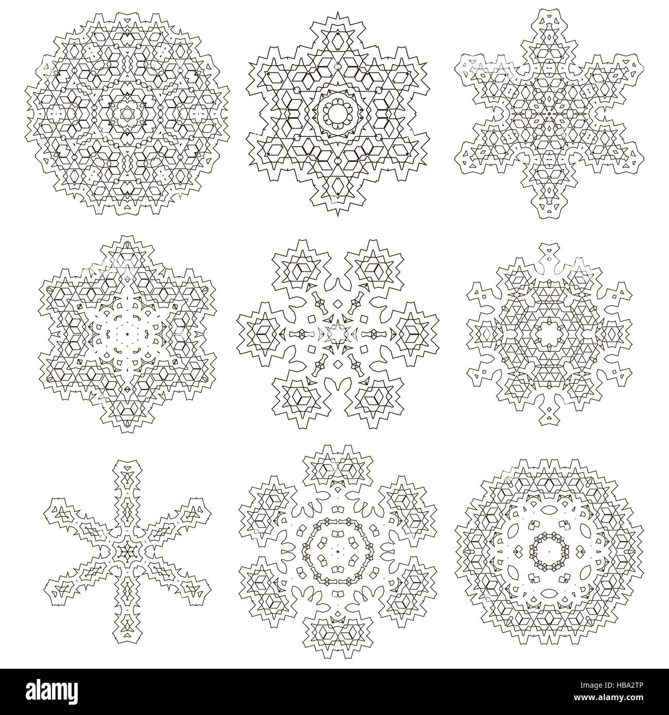 Round Geometric Ornaments Set Isolated Stock Photo - Alamy