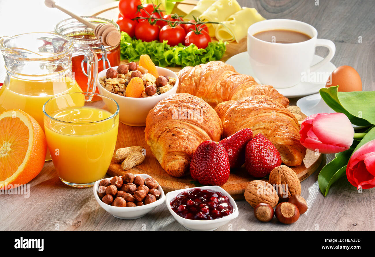 Breakfast consisting of croissants Stock Photo - Alamy