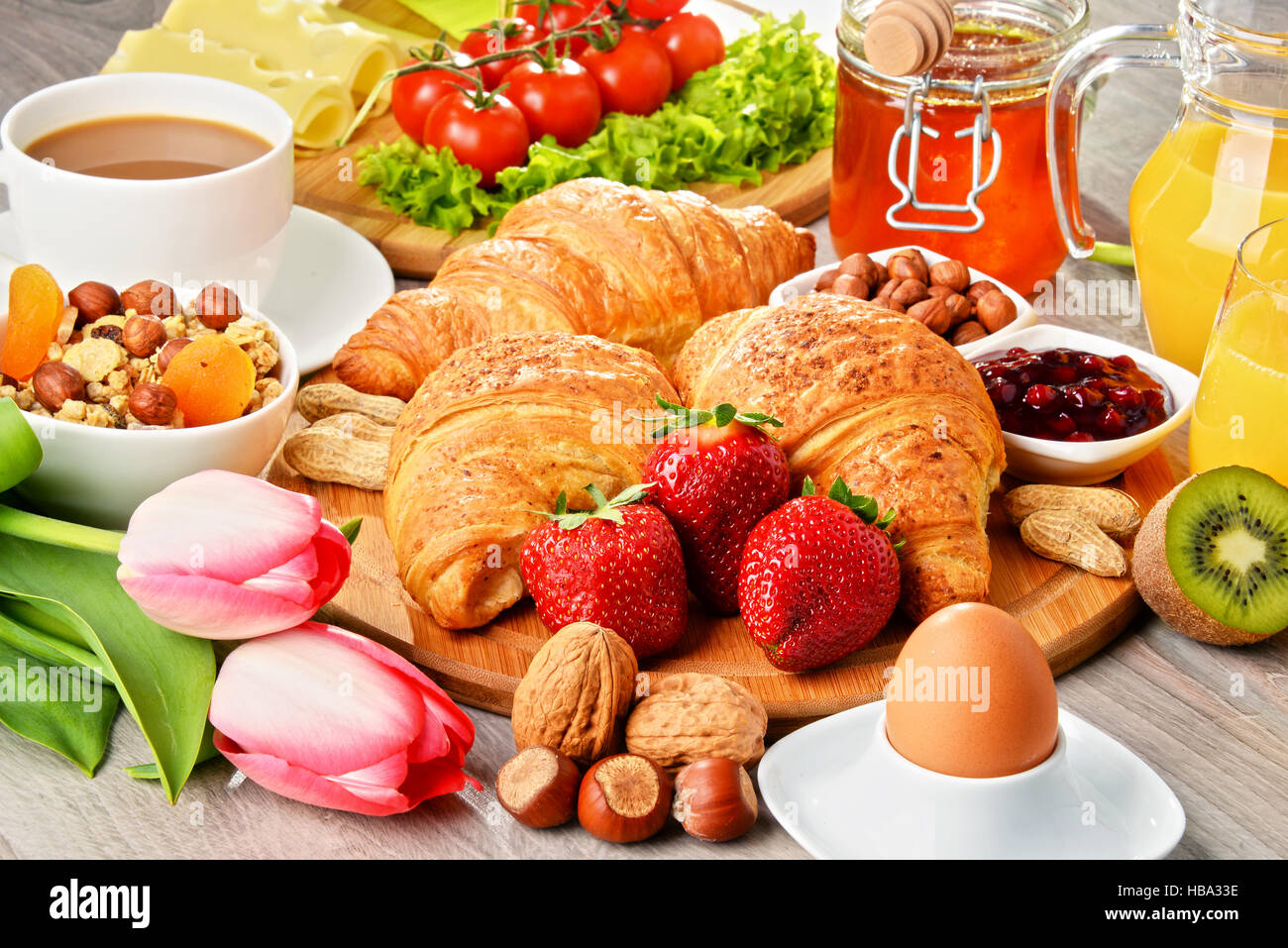 Breakfast consisting of croissants Stock Photo - Alamy