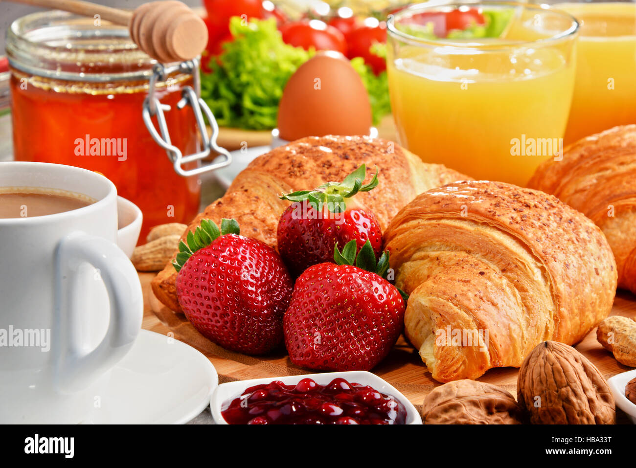 Breakfast consisting of croissants Stock Photo - Alamy