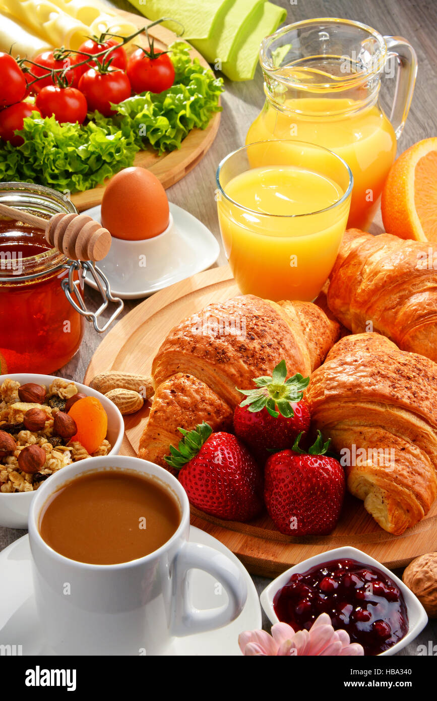 Breakfast consisting of croissants Stock Photo - Alamy