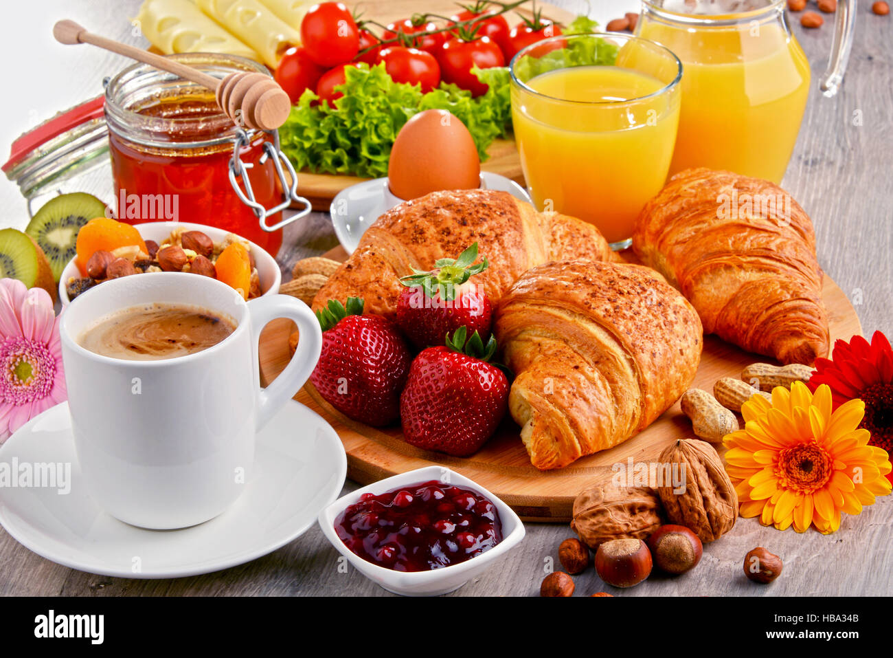 Breakfast consisting of croissants Stock Photo - Alamy