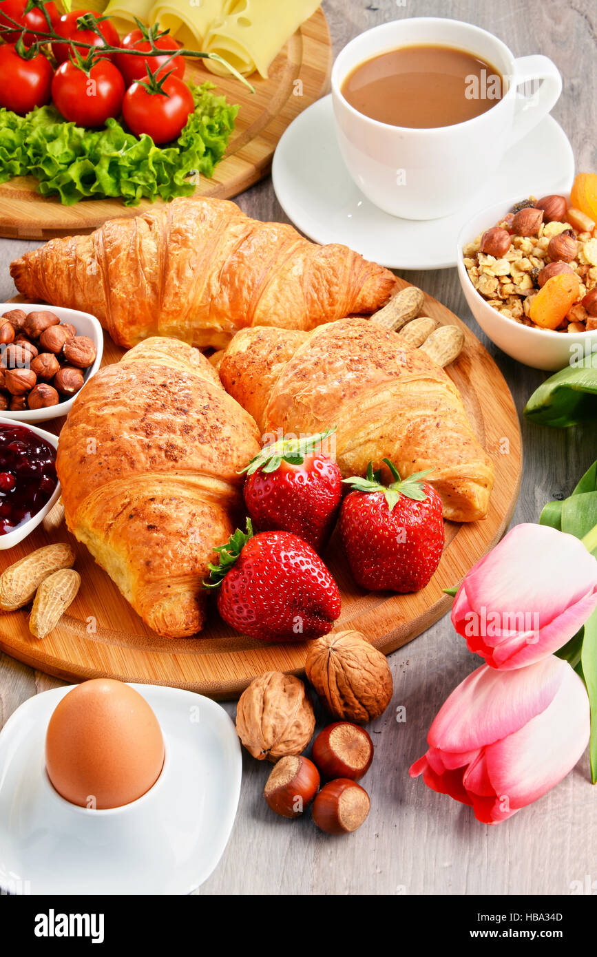 Breakfast consisting of croissants Stock Photo - Alamy