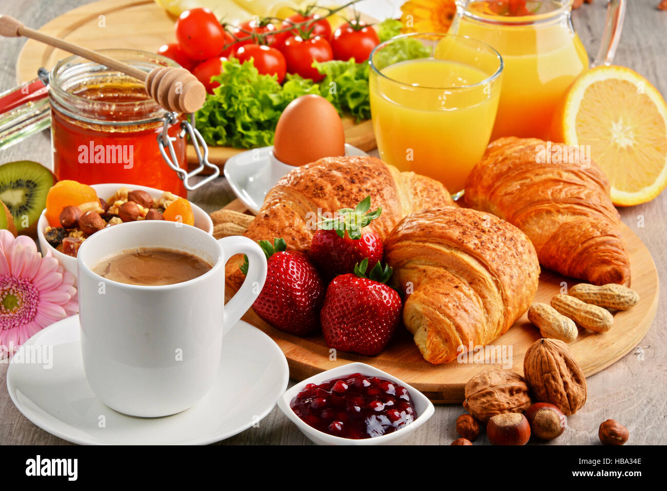 Breakfast consisting of croissants Stock Photo - Alamy