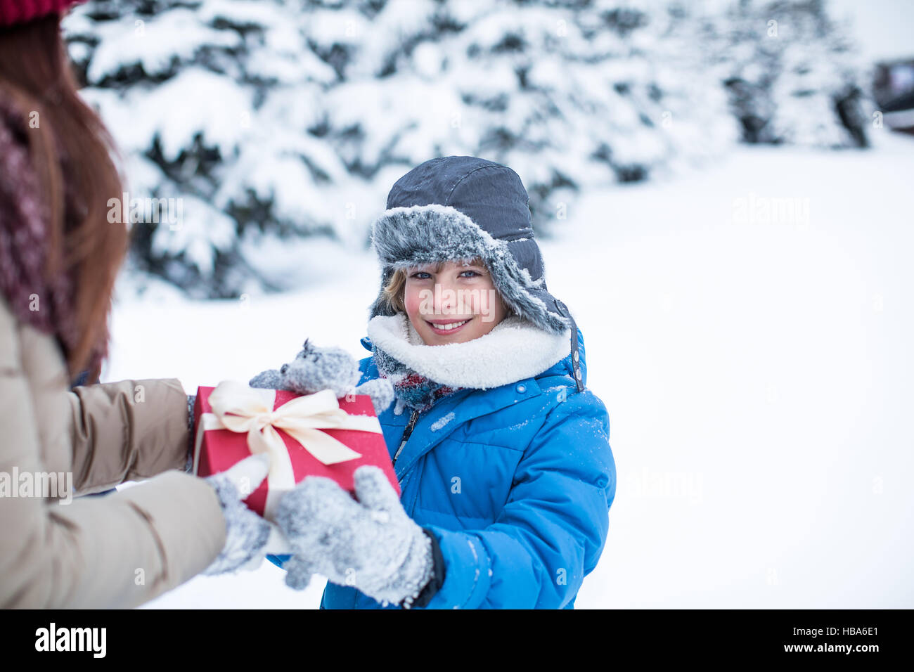 Little child with present Stock Photo - Alamy