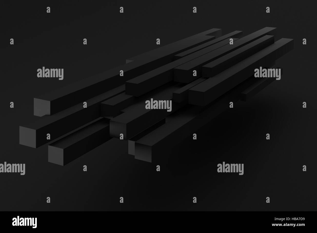 black stack line box chaos levitation on black background 3d rendering ...