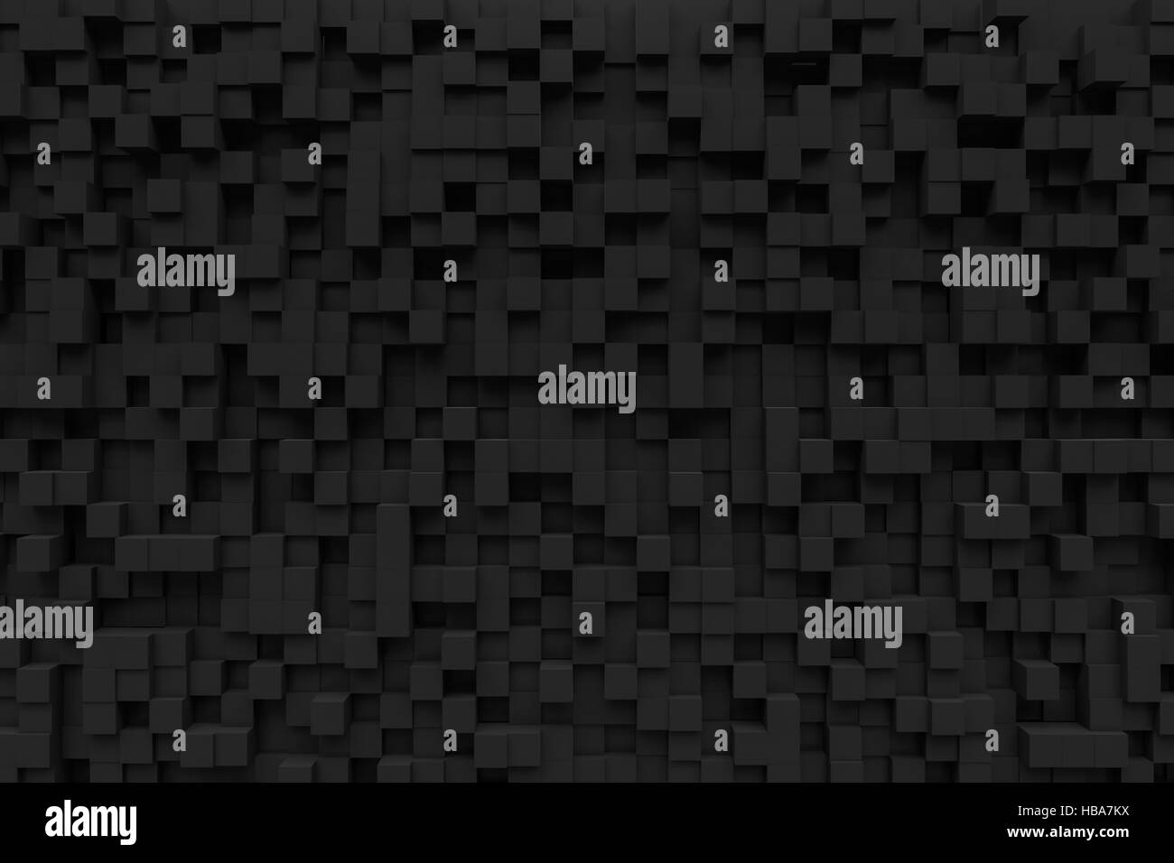 black small box cube random background pixel pandom 3d rendering Stock ...