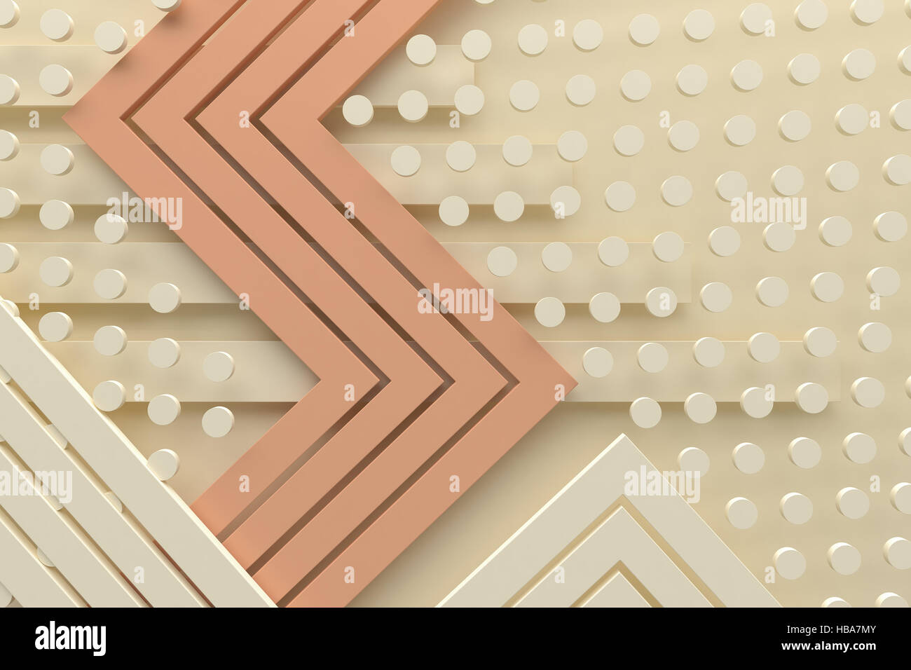 vintage retro cream color pattern background line and dot 3d rendering ...