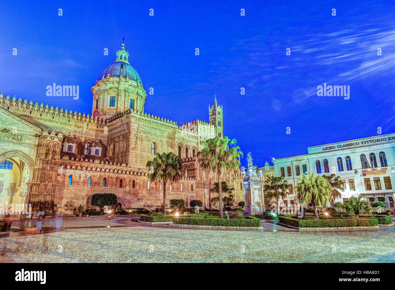 Cathedral of Palermo at night Stock Photo - Alamy