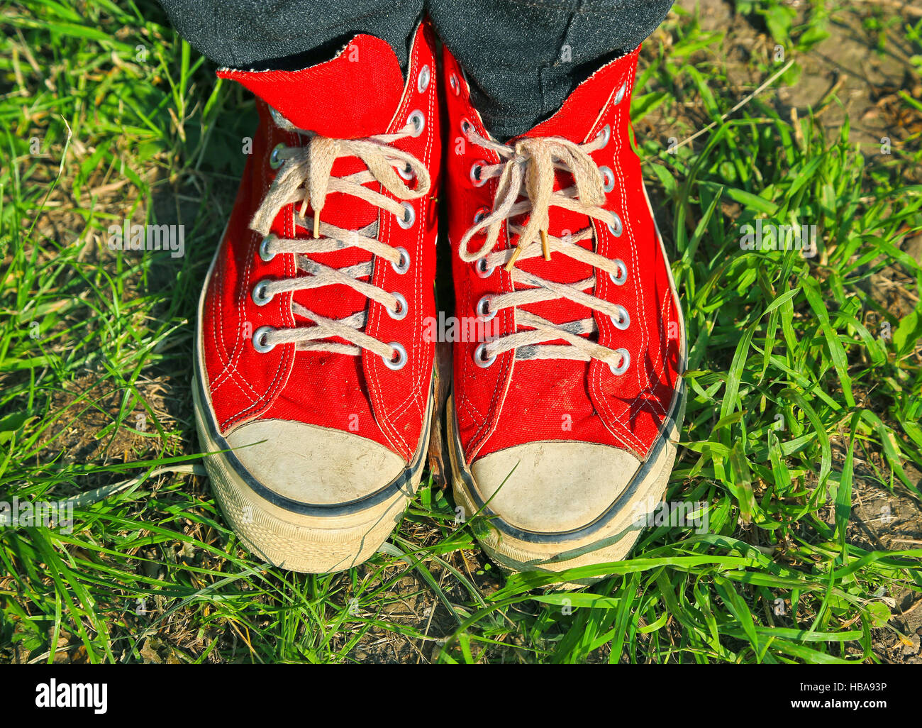 Vintage red sneakers Stock Photo - Alamy