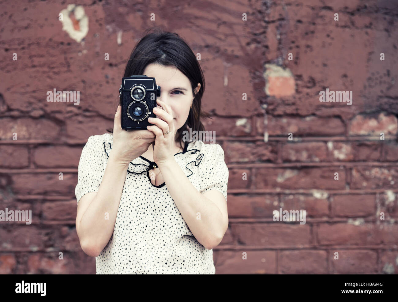 Girl taking photo Stock Photo - Alamy