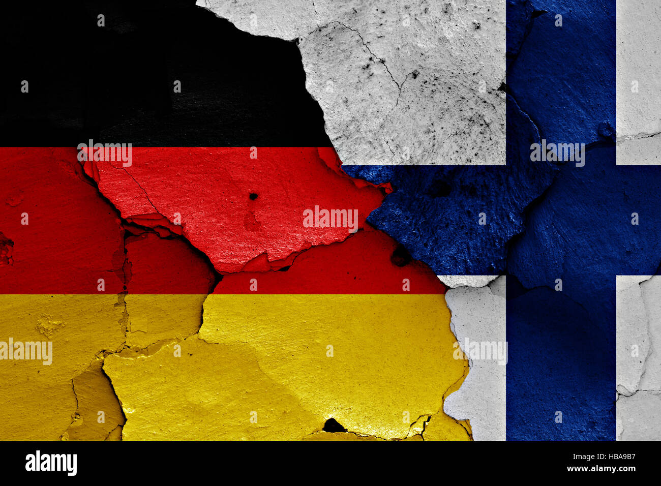 flags of Germany and Finland painted on cracked wall Stock Photo - Alamy