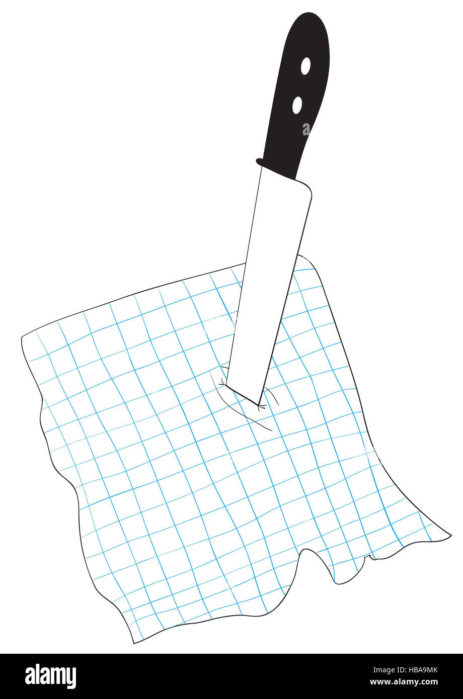Knife stuck into a piece of paper Stock Photo - Alamy