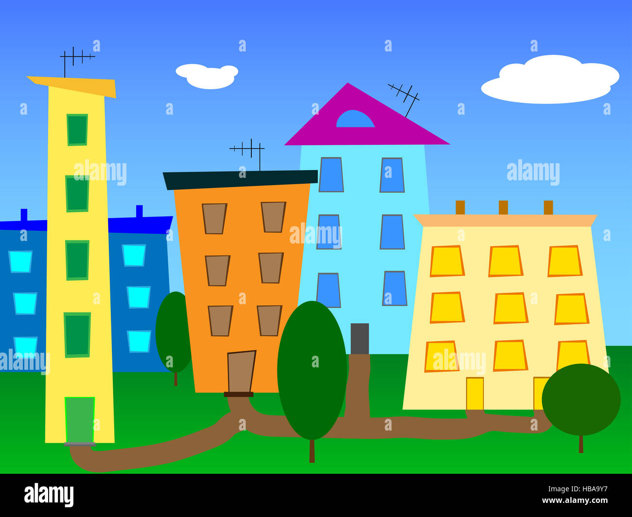 Urban landscape abstract cartoon city Stock Photo - Alamy