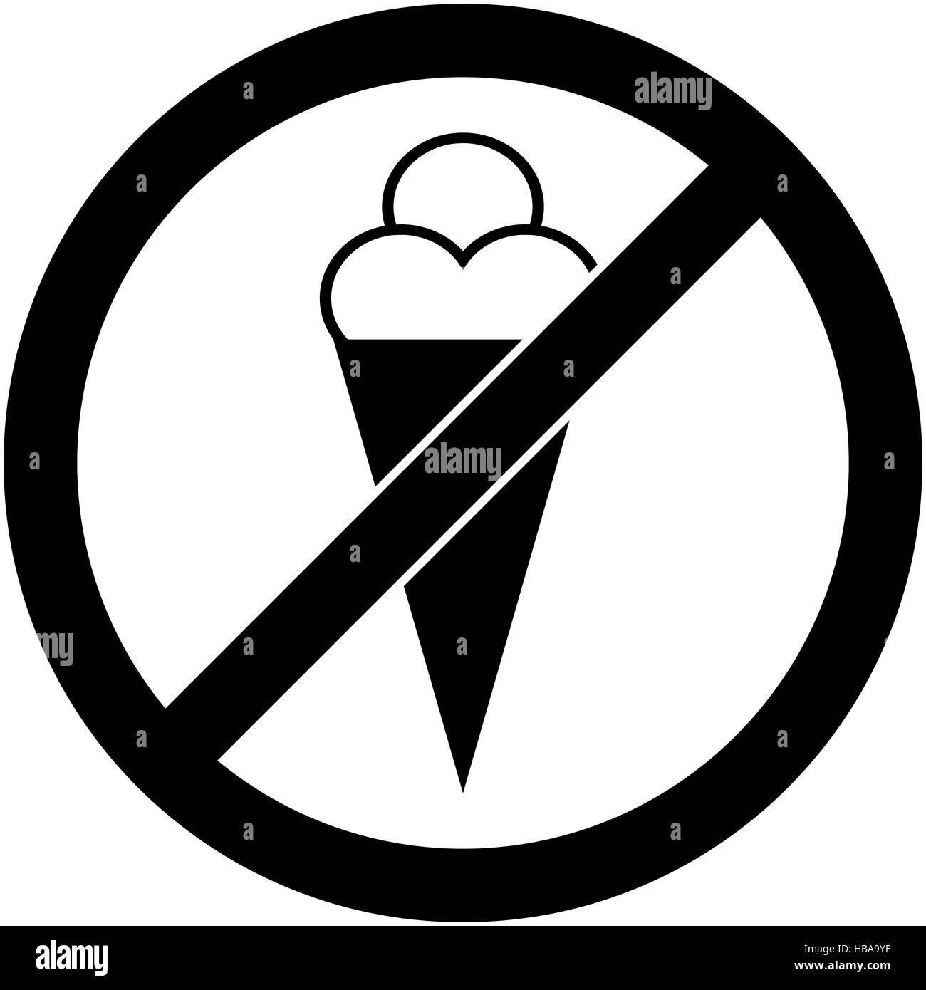 No ice cream, food, eat prohibited symbol Stock Photo - Alamy