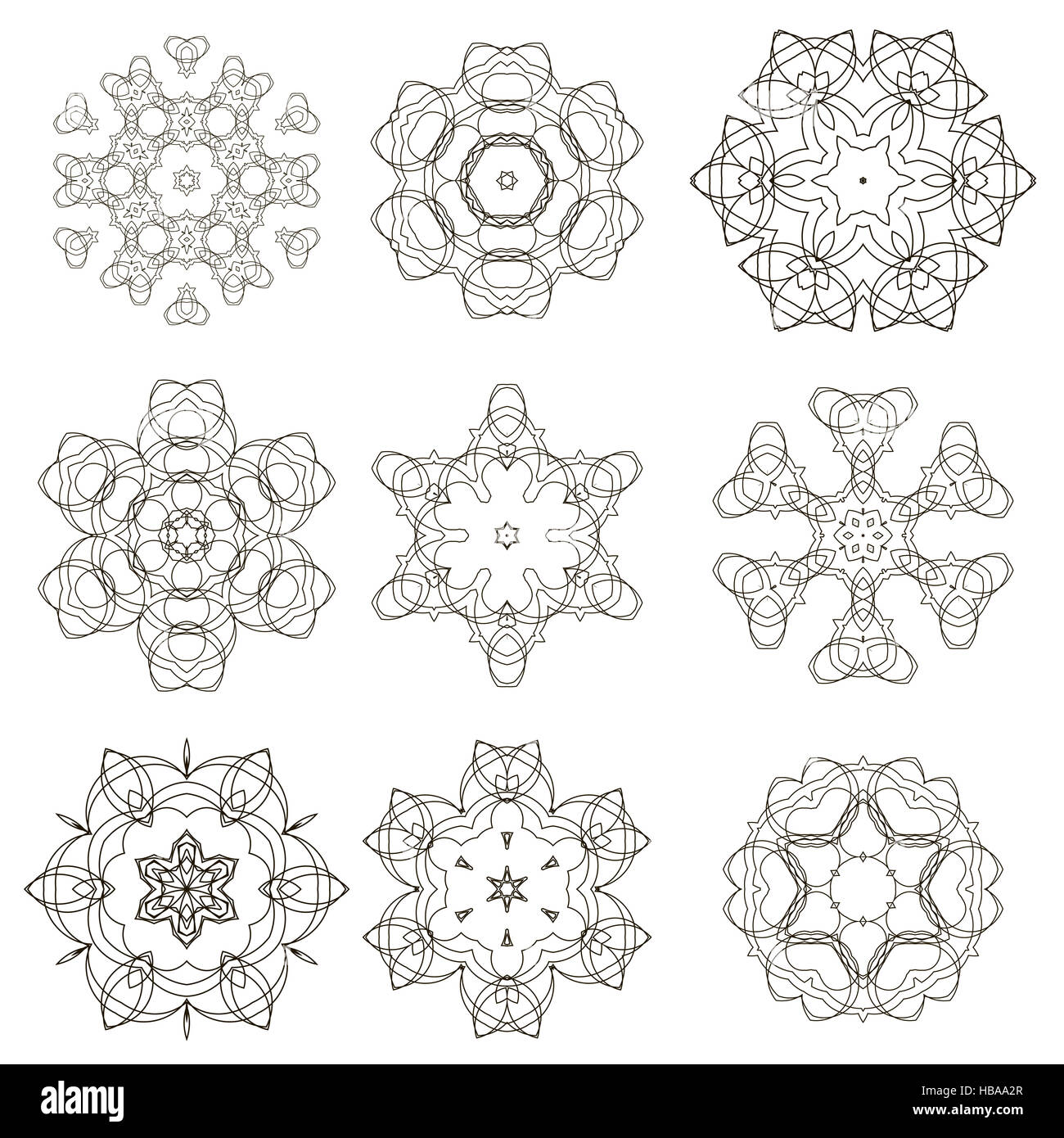 Round Geometric Ornaments Set Stock Photo - Alamy