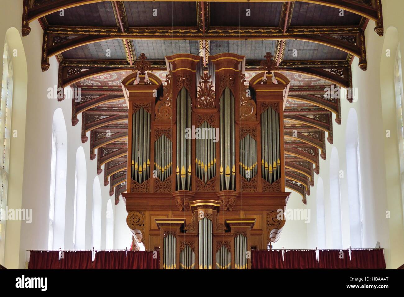 large organ in church Stock Photo - Alamy