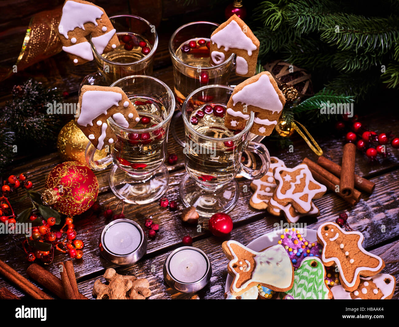 Still life with Christmas cookies punch, top view Stock Photo - Alamy