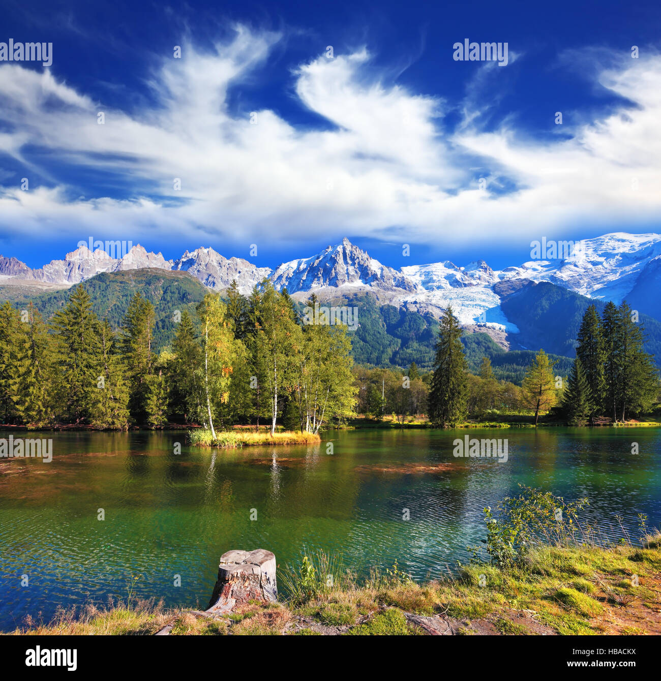 The Chamonix at sunset Stock Photo - Alamy