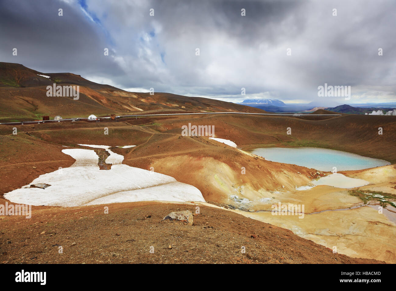 Krafla lake in the crater Stock Photo - Alamy