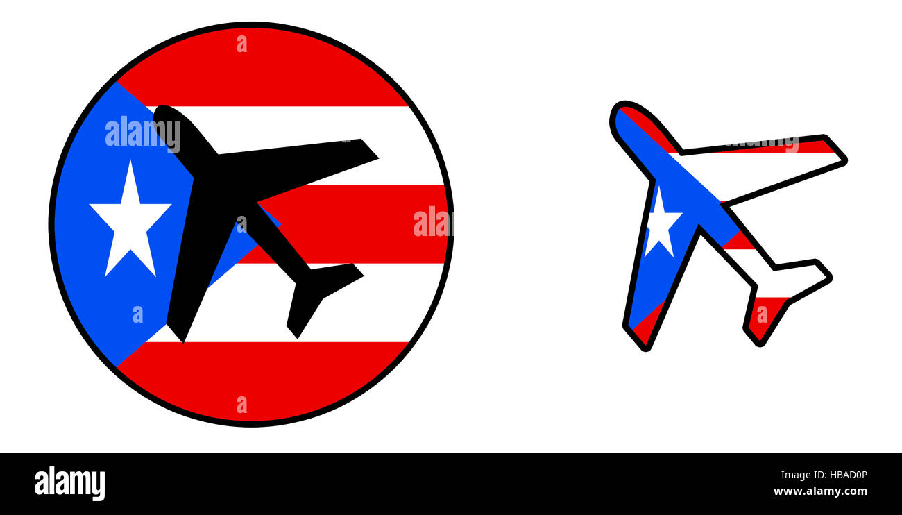 Nation flag - Airplane isolated on white - Puerto Rico Stock Photo - Alamy