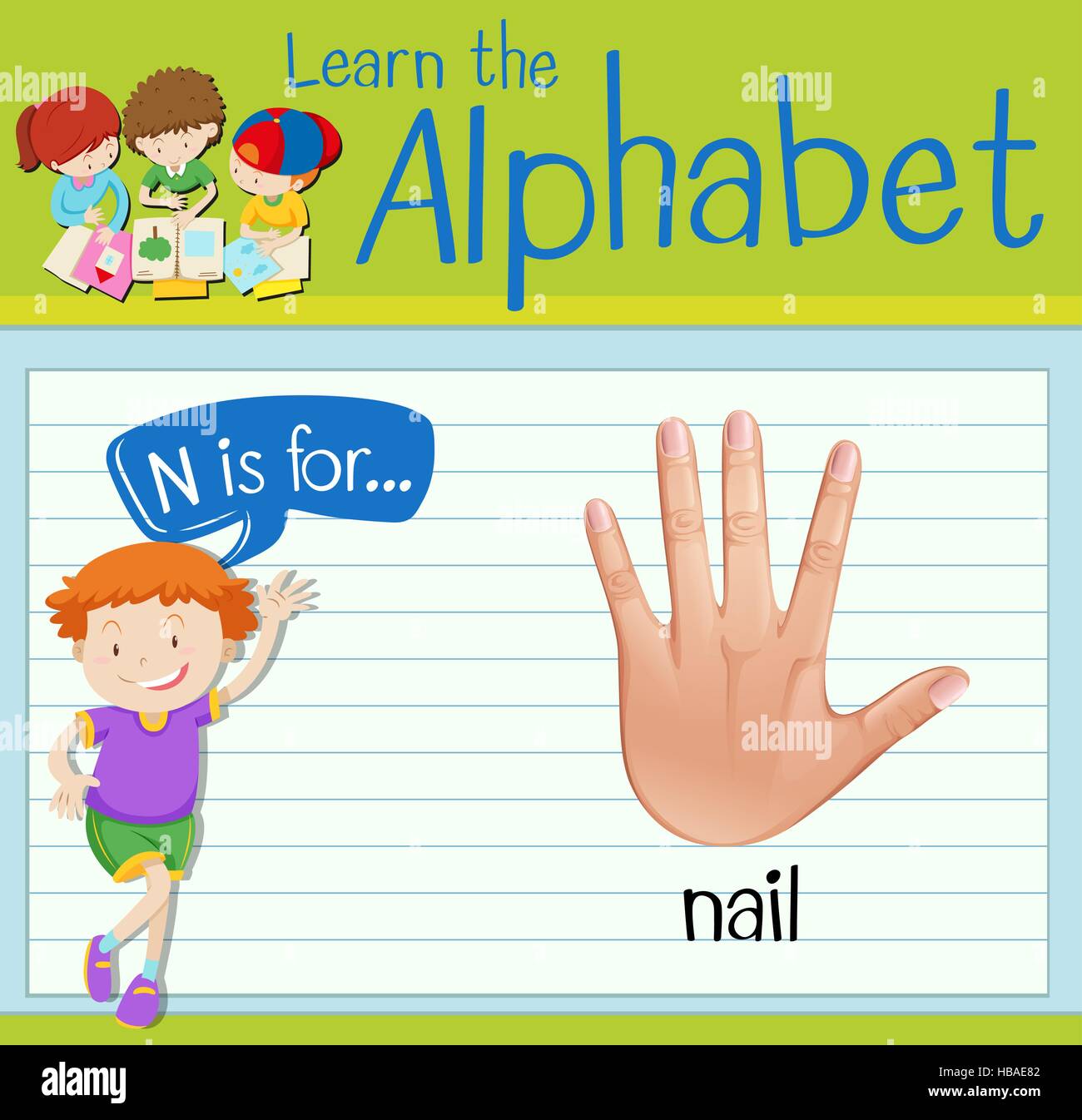 Flashcard letter N is for nail illustration Stock Vector Image & Art ...