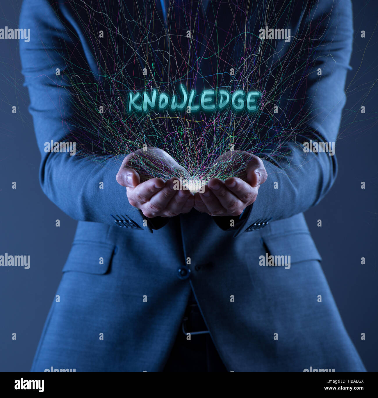 Businessman with his hands open holding Stock Photo - Alamy