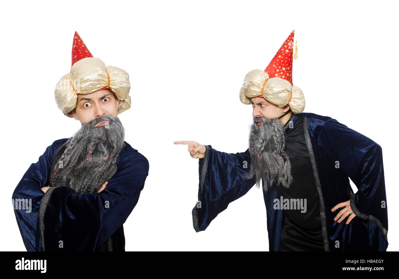 Funny wise wizard isolated on the white Stock Photo - Alamy
