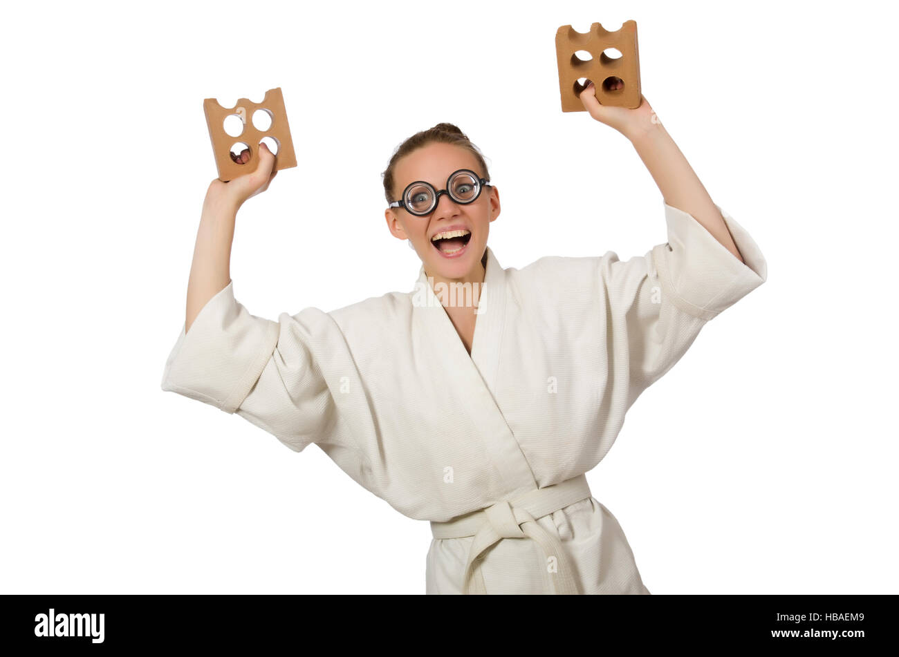 Woman breaking bricks hi-res stock photography and images - Alamy