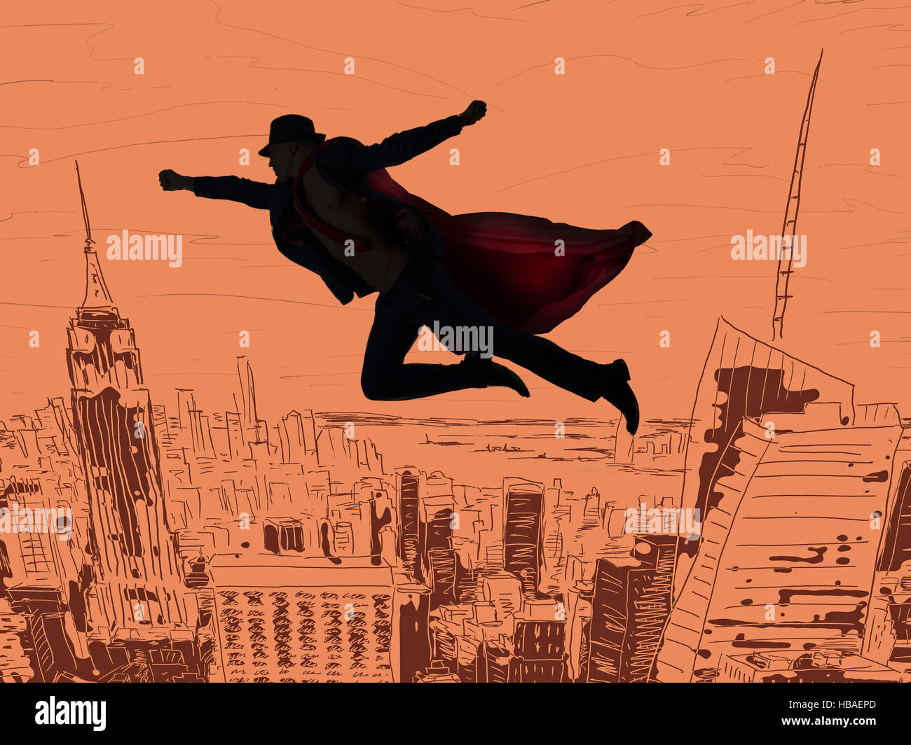 Cartoon superman blue sky hi-res stock photography and images - Alamy