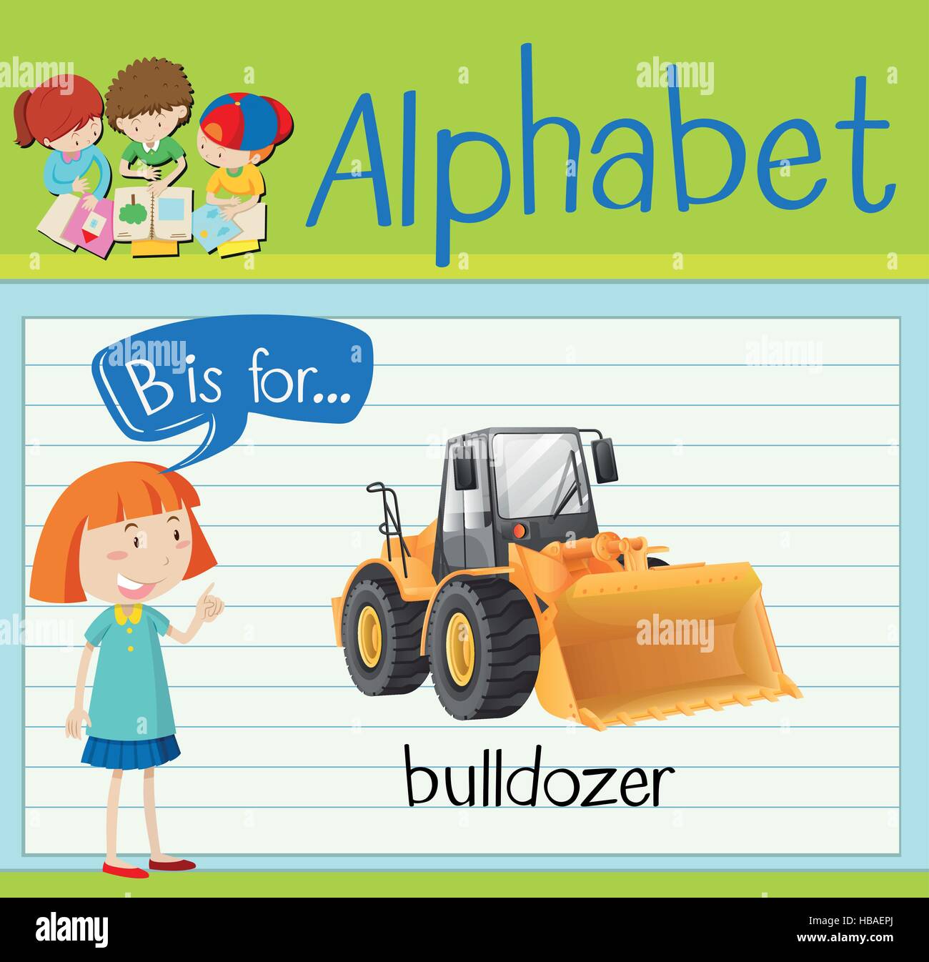 Flashcard letter B is for bulldozer illustration Stock Vector Image ...