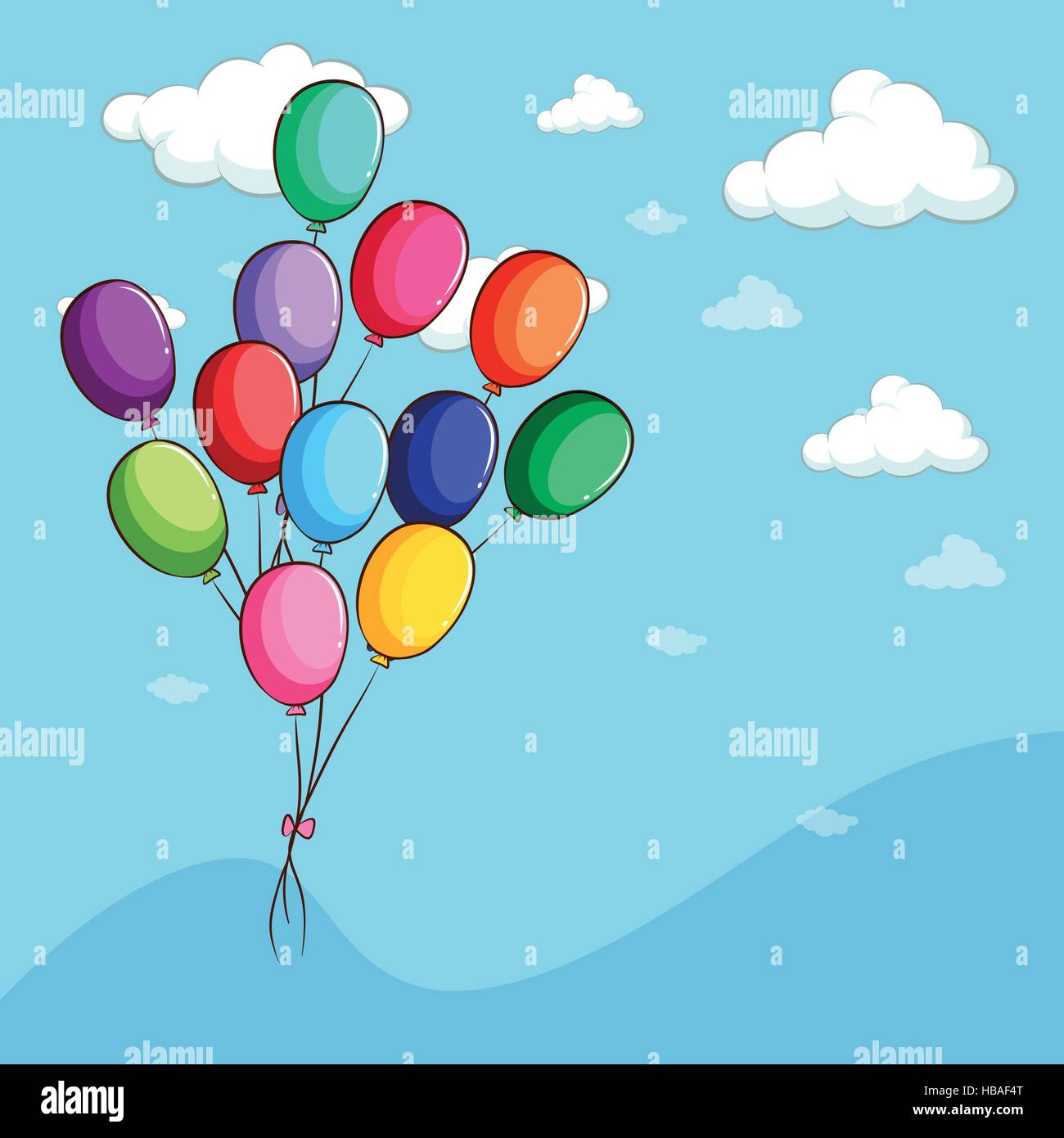 Colorful balloons floating in the sky illustration Stock Vector Image ...
