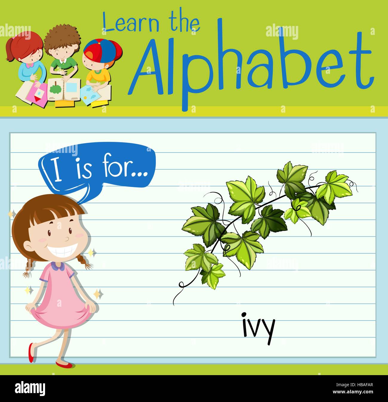 Flashcard letter I is for ivy illustration Stock Vector Image & Art - Alamy