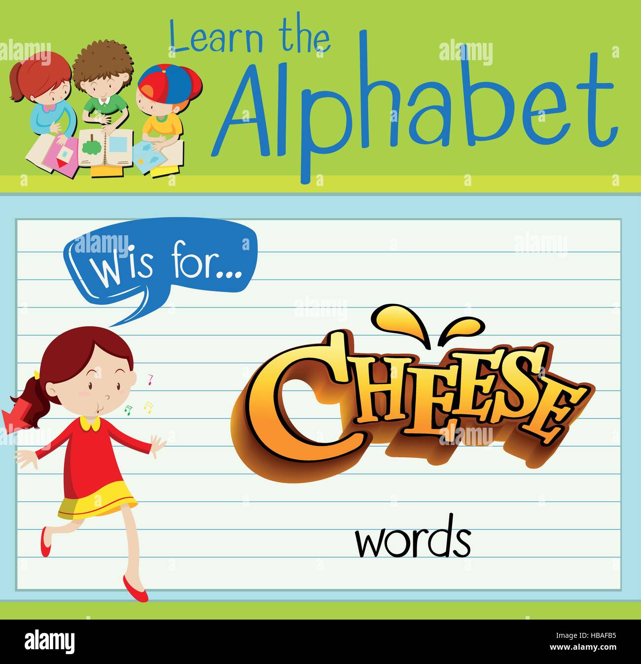 Flashcard letter W is for cheese illustration Stock Vector Image & Art ...