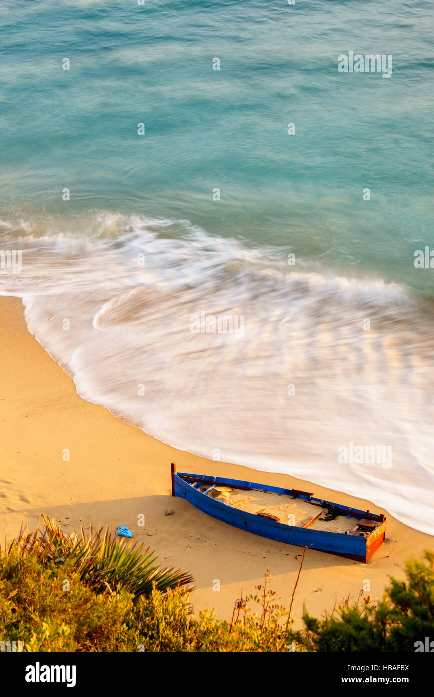 A ship stranded on the shore of a beach in Cadiz by the Strait of ...