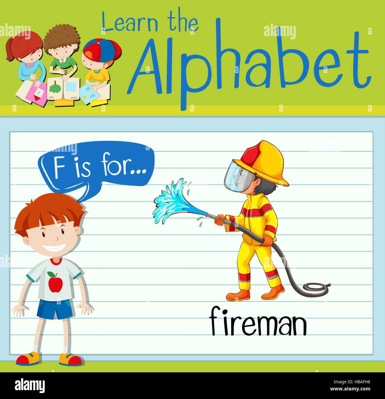 Flashcard letter F is for fireman illustration Stock Vector Image & Art ...
