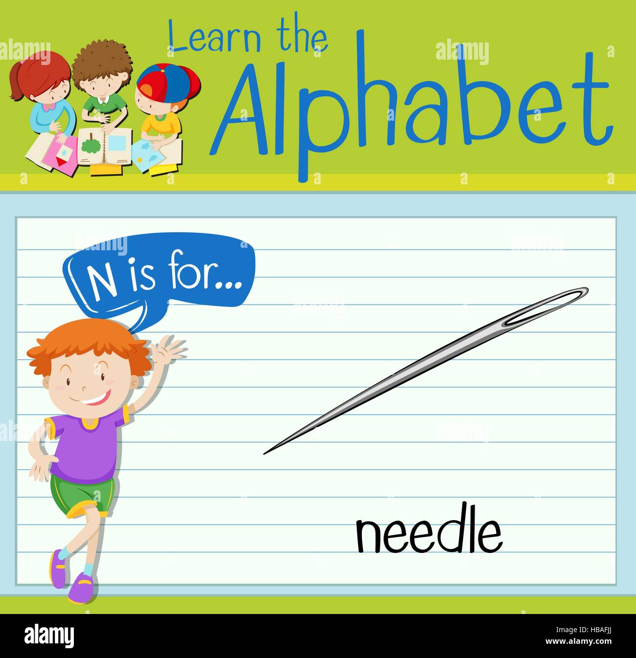Flashcard letter N is for needle illustration Stock Vector Image & Art ...
