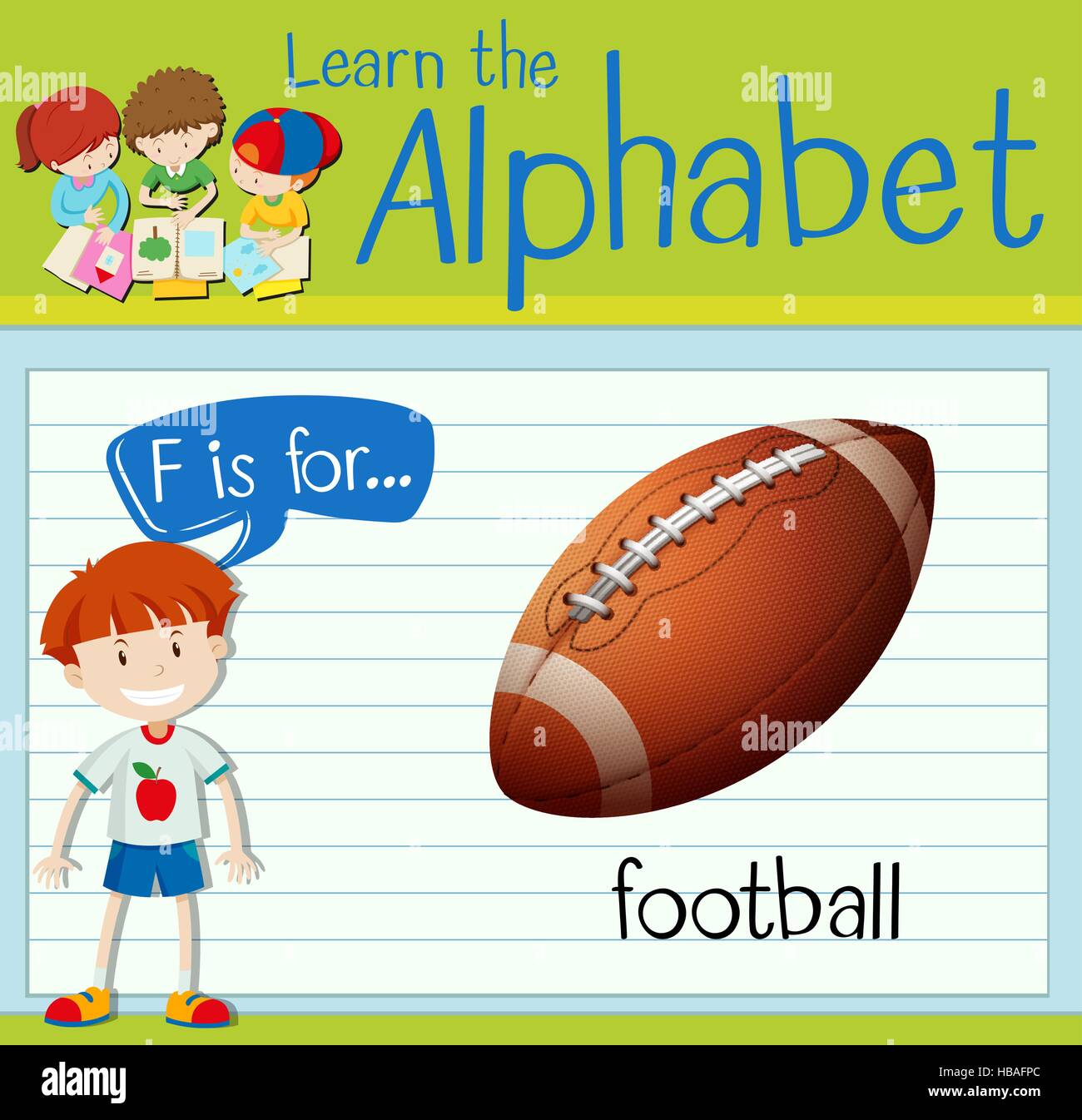 Flashcard letter F is for football illustration Stock Vector Image ...