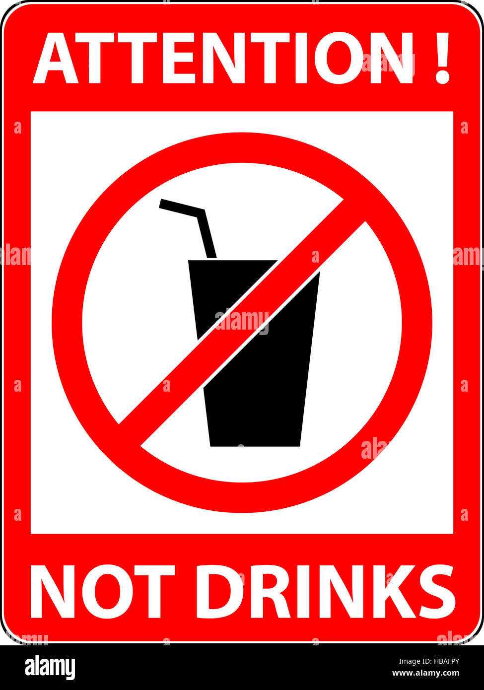 No drink sign. Illustration. Flat design Stock Photo - Alamy