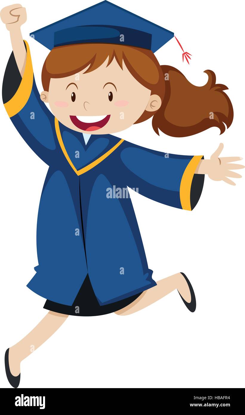 Girl in blue graduation illustration Stock Vector Image & Art - Alamy