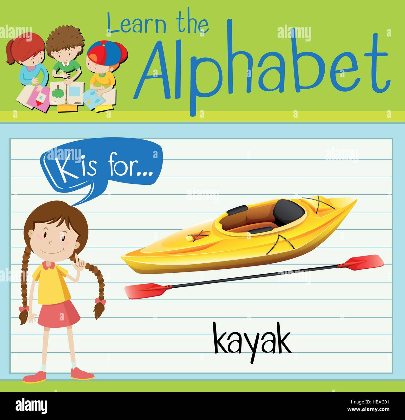 Flashcard letter K is for kayak illustration Stock Vector Image & Art ...