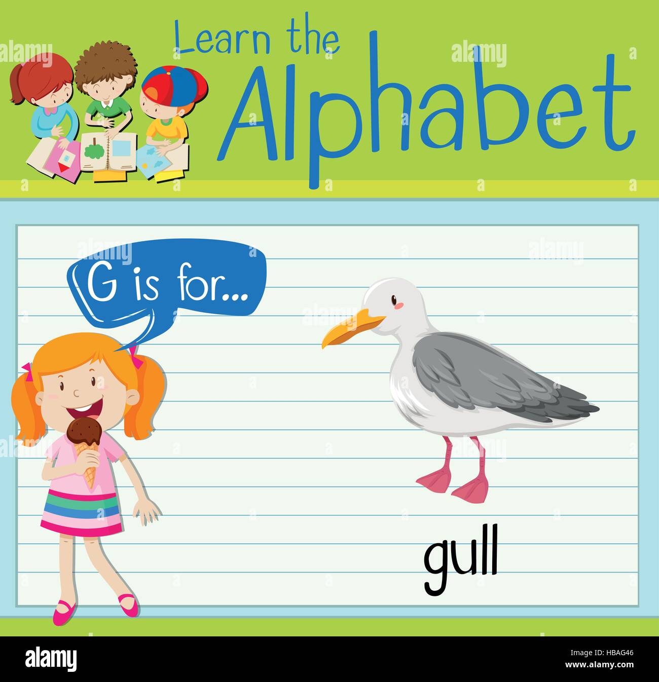 Flashcard letter G is for gull illustration Stock Vector Image & Art ...
