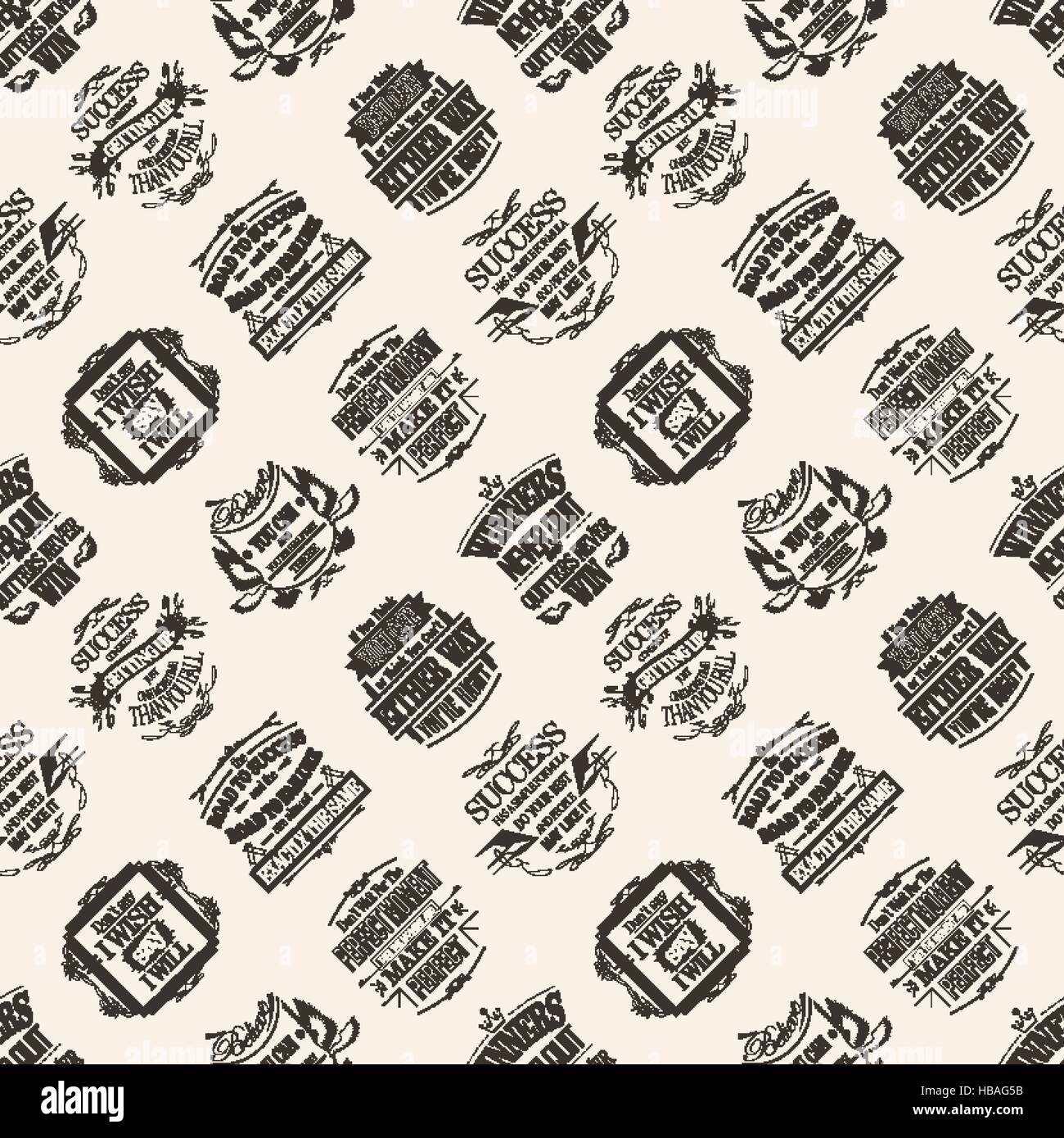 vintage and elegant seamless background composed of life quote emblems ...